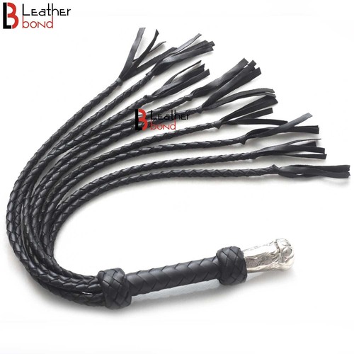 Flogger Cat-o-nine Tails Cowhide Leather whip 09 Braided Falls Steel ...