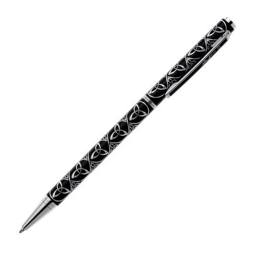 Ballpoint Pen Silver Plated Celtic Trinity Designer Black Ink Brand New ...