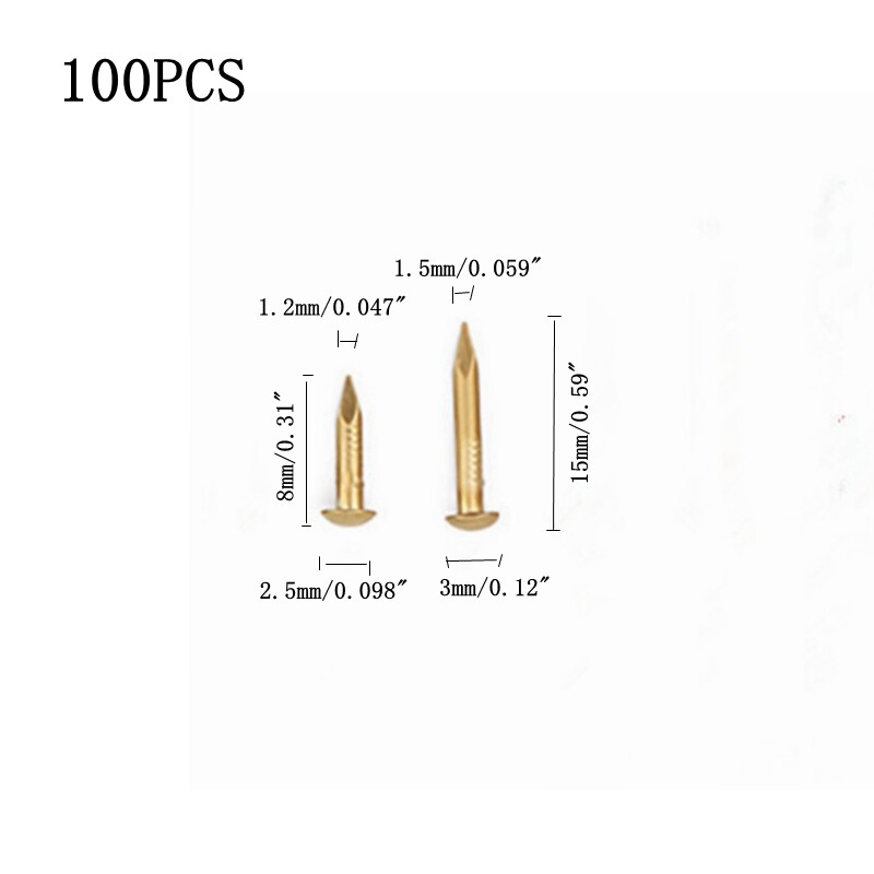 100PCS 8*1.2 Pure Copper Nails Solid Brass Panel Pins Nail Tack Round ...