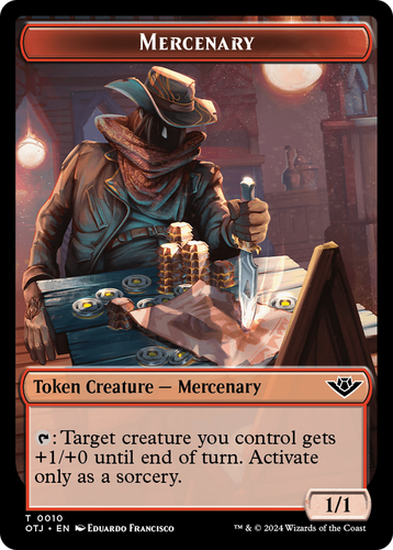 Mercenary / Plot Double Sided Token #10/20 Near Mint OTJ Outlaws Magic ...