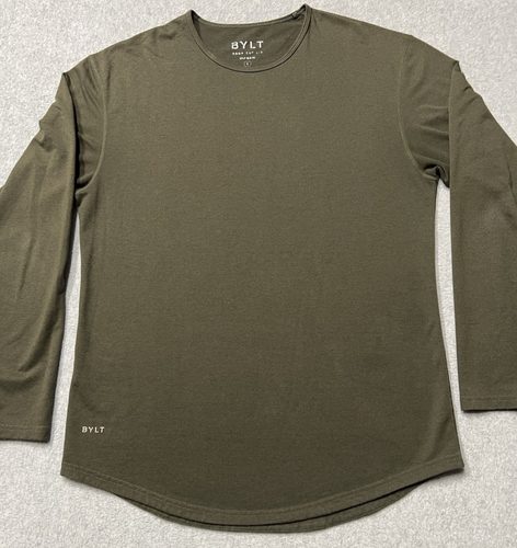 BYLT LUX Drop-Cut Long Sleeve Shirt Men’s Large Dark Green Stretch ...