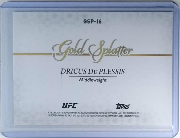 2024 Topps UFC Gold Label Dricus Du Plessis Gold Splatter SSP GSP-16 ...