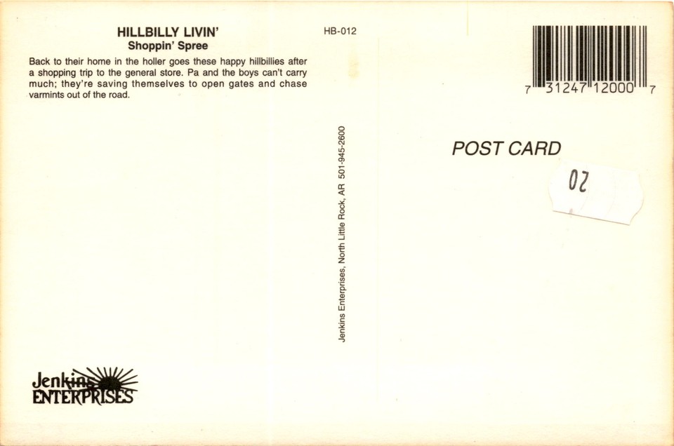 postcard, shoppin' spree, holler, general store, varmints, gates, treas ...