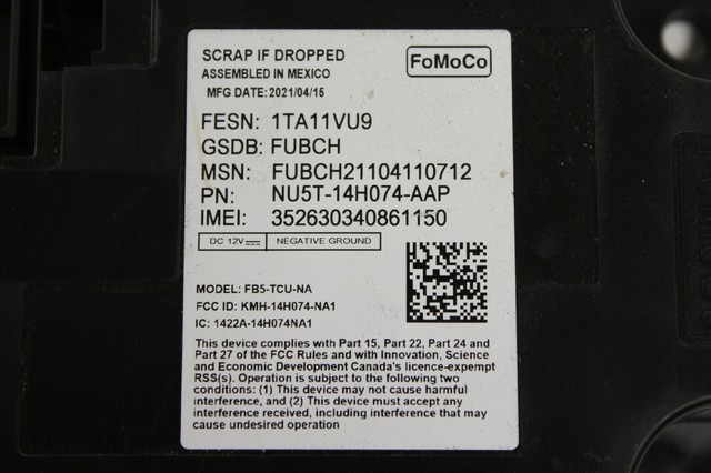 2021 21 Ford F150 Ford Pass Connect Modem TCU NU5T-14H074-AAP for sale ...