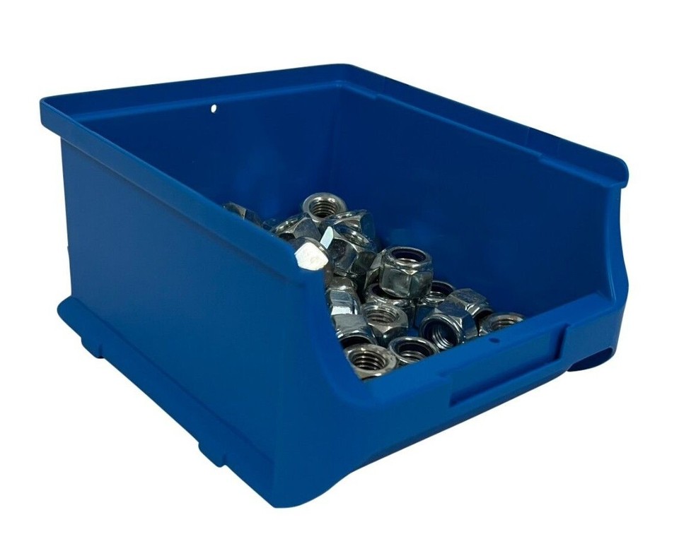 Hanging stacking plastic parts storage lin bins boxes garage workshop ...