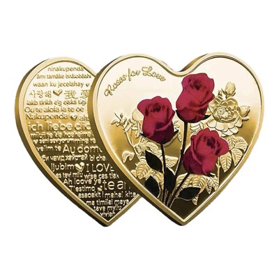Or Amour Forme Coeur Plaqué Pièce de Monnaie - Saint-Valentin Day ...