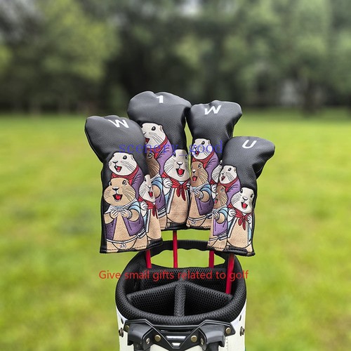 New Groundhog Black Golf Club Head Cover Driver woods Hybrid Putter PU ...