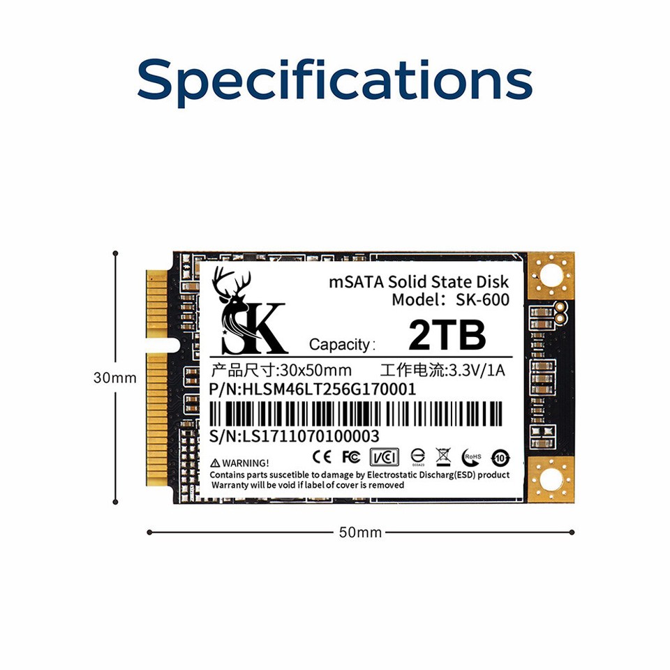 NEW 2TB Internal SSD mSATA For Intel Samsung Dell HP Lenovo Acer Laptop ...