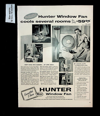1955 Hunter Window Fan Air Cooler Room Home Double Action Vintage Print ...