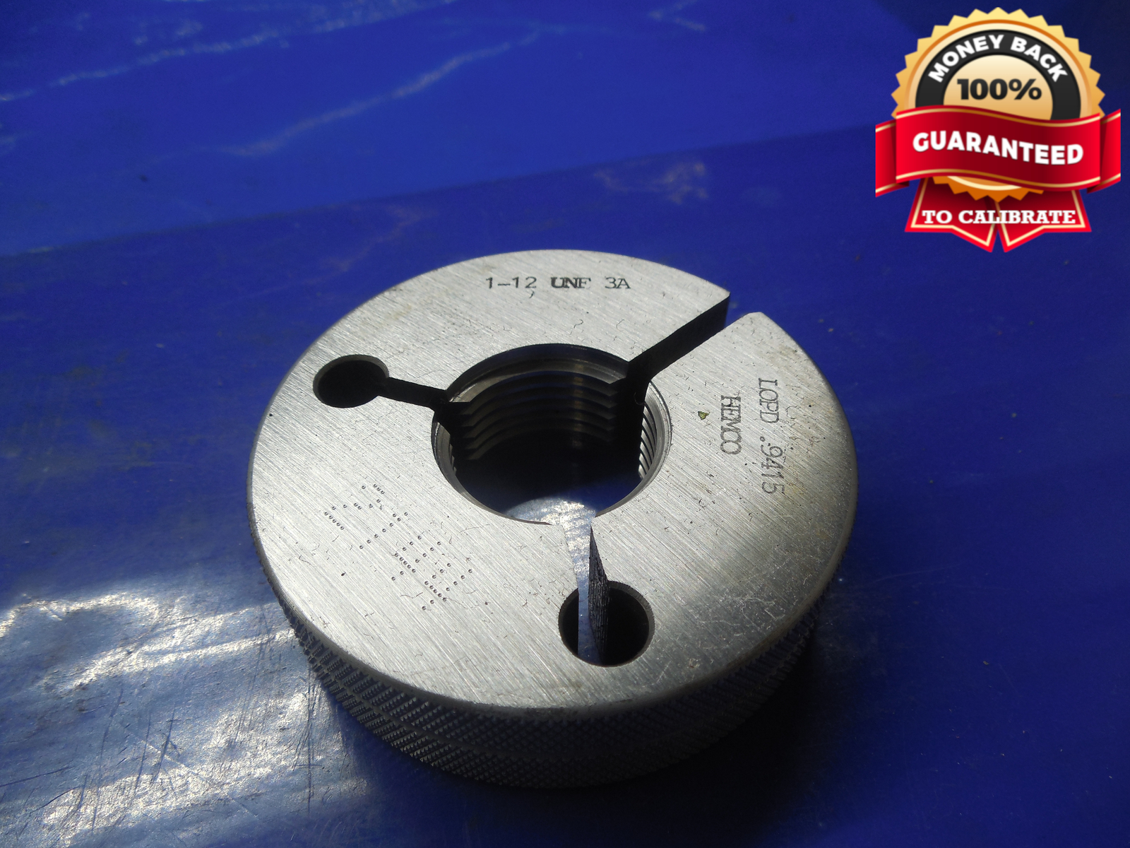 1" 12 UNF 3A THREAD RING GAGE 1.0 NO GO ONLY P.D. = .9415 1-12 NF-3A 1 ...