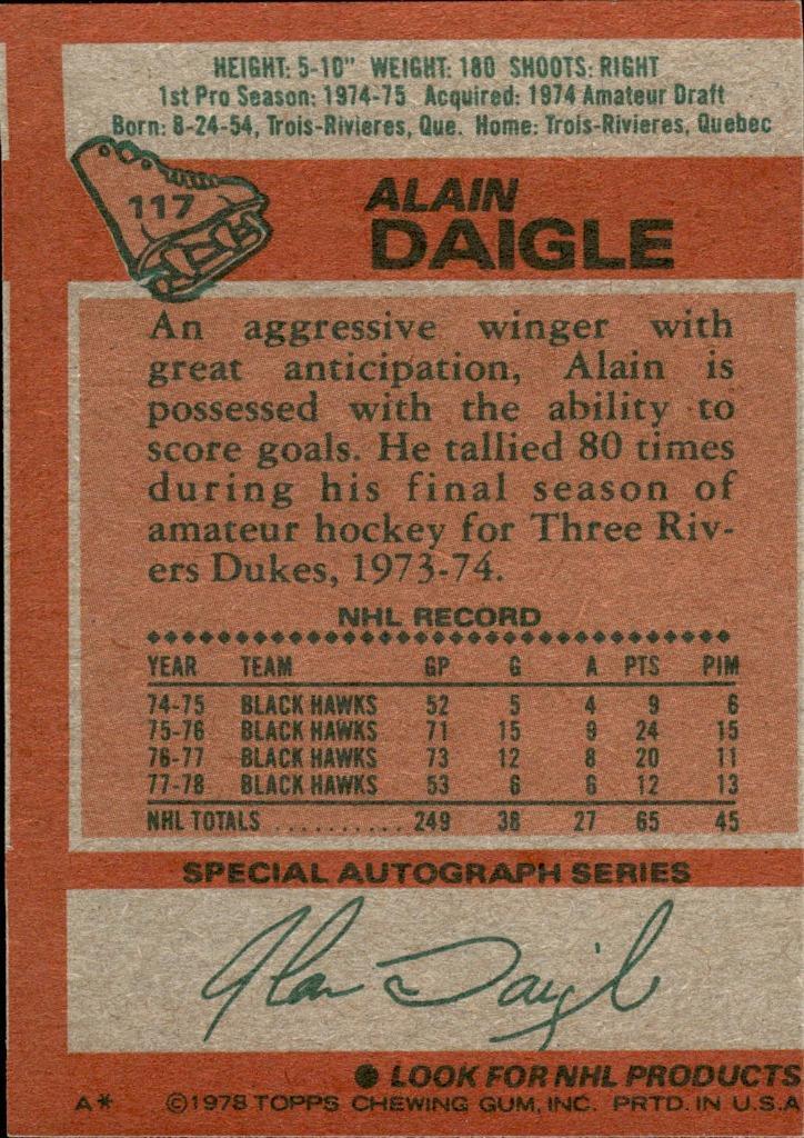 ALAIN DAIGLE 1978-79 Topps Hockey #117 BUY ANY 2 ITEMS FOR 50% OFF ...
