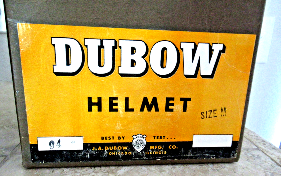 ORIGINAL, VINTAGE DUBOW LEATHER FOOTBALL HELMET (NOS) WITH ORIGINAL BOX ...