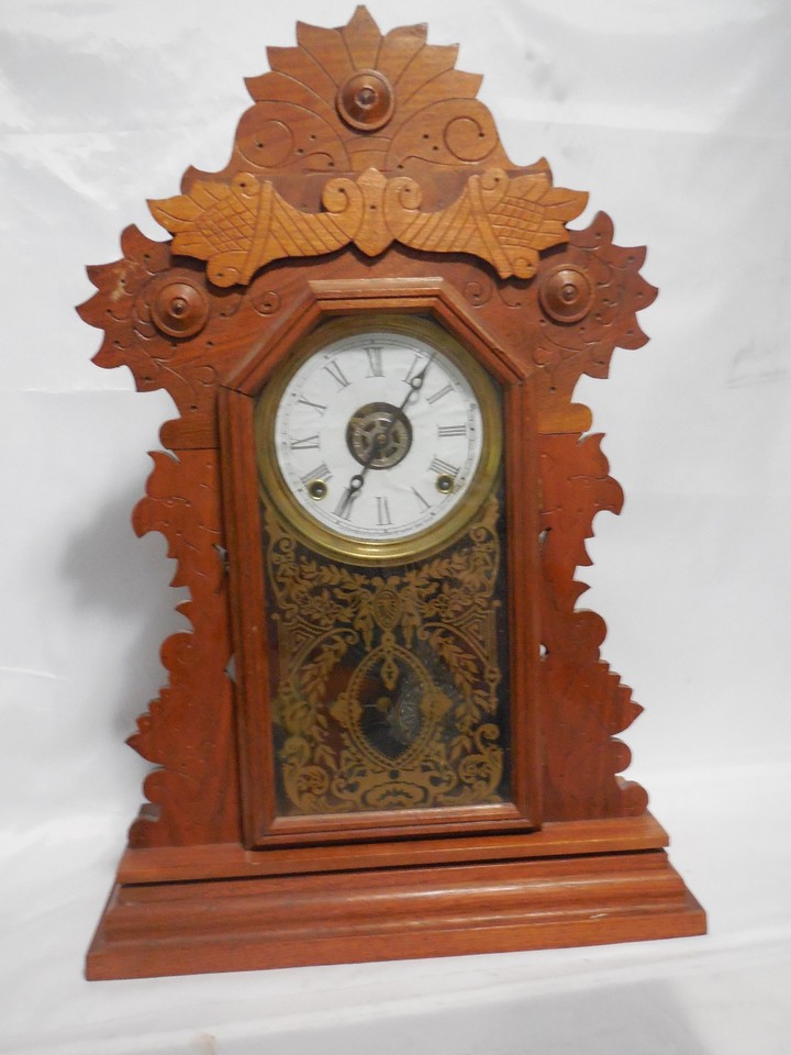 E. Ingraham & Co Antique Kitchen/Mantle Clock, w/ Alarm Wooden, Bristol ...