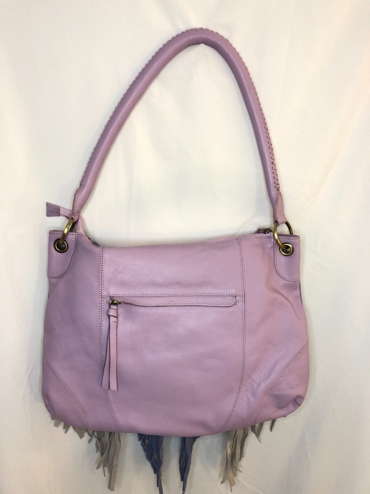 New Sharif 1827 large Purple pink Leather fringe Shoulder bag Western ...