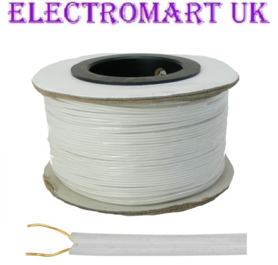 BELL WIRE FLAT 2 SOLID CORE FLEXIBLE DOORBELL INTERCOM PHONE CABLE 100M ...