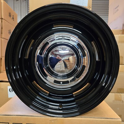 17" Gloss Black with Chrome MOON Wheels 17x9 0mm 6x139.7 6x5.5 Vintage ...