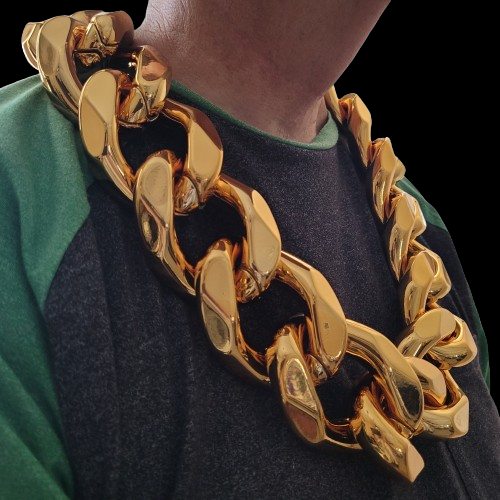 Neck Breaker Chain Oversize Gold Hip-Hop Chunky Rapper Game Day Heavy ...