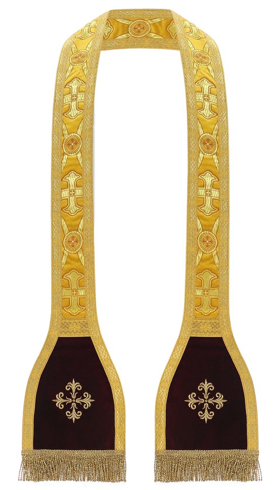 Gold/red Roman Fiddleback Chasuble with stole Vestment Casulla Dorada ...