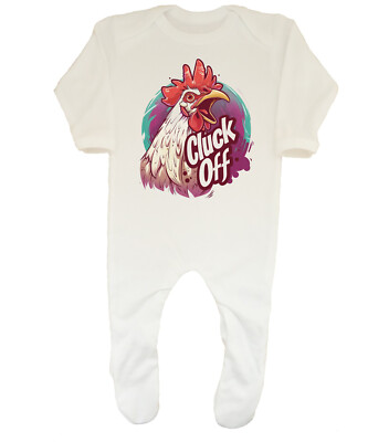 Funny Cluck Off Baby Grow Sleepsuit Angry Chicken Joke Boys Girls Gift ...