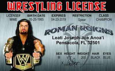 Roman Reigns wrestling novelty collectors card Identification ID Card ...