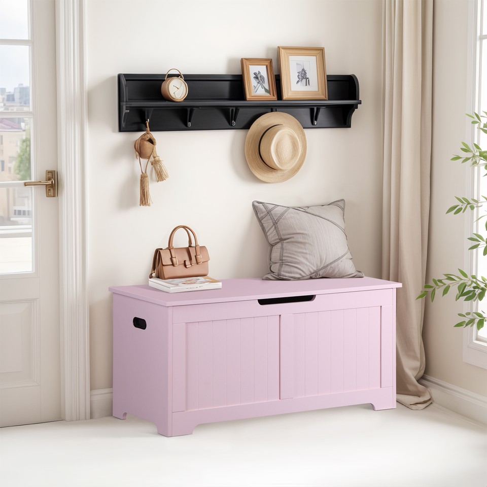 Storage Chest Wooden Toy Chest with Lid Storage Bench with Safety Hinge ...