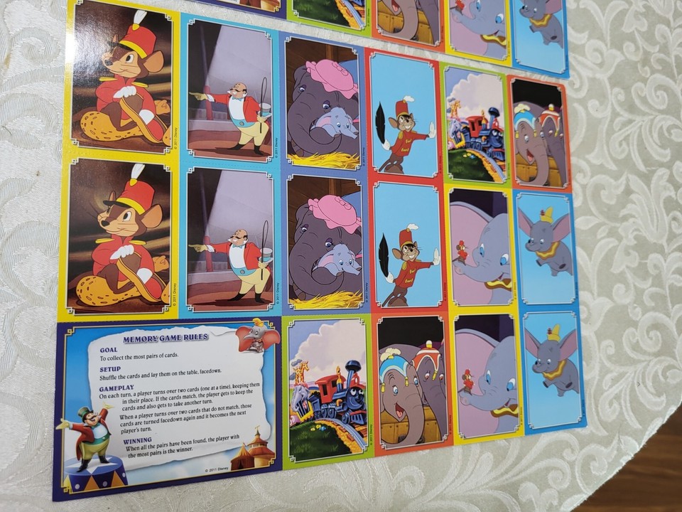 DUMBO Disney Memory Game ~ 2 UNCUT SHEETS 2011 Anniversary Blu-Ray/DVD release | eBay