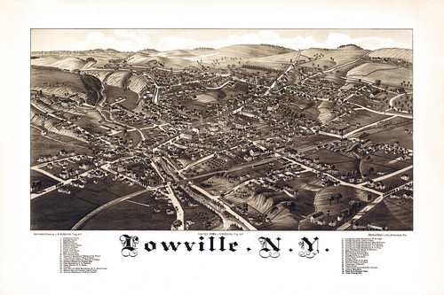 1885 Panoramic Map of Lowville Lewis County New York | eBay
