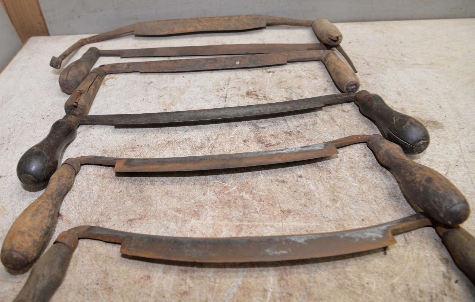 7 antique Draw knives spoke bark shave collectible woodworking knife ...