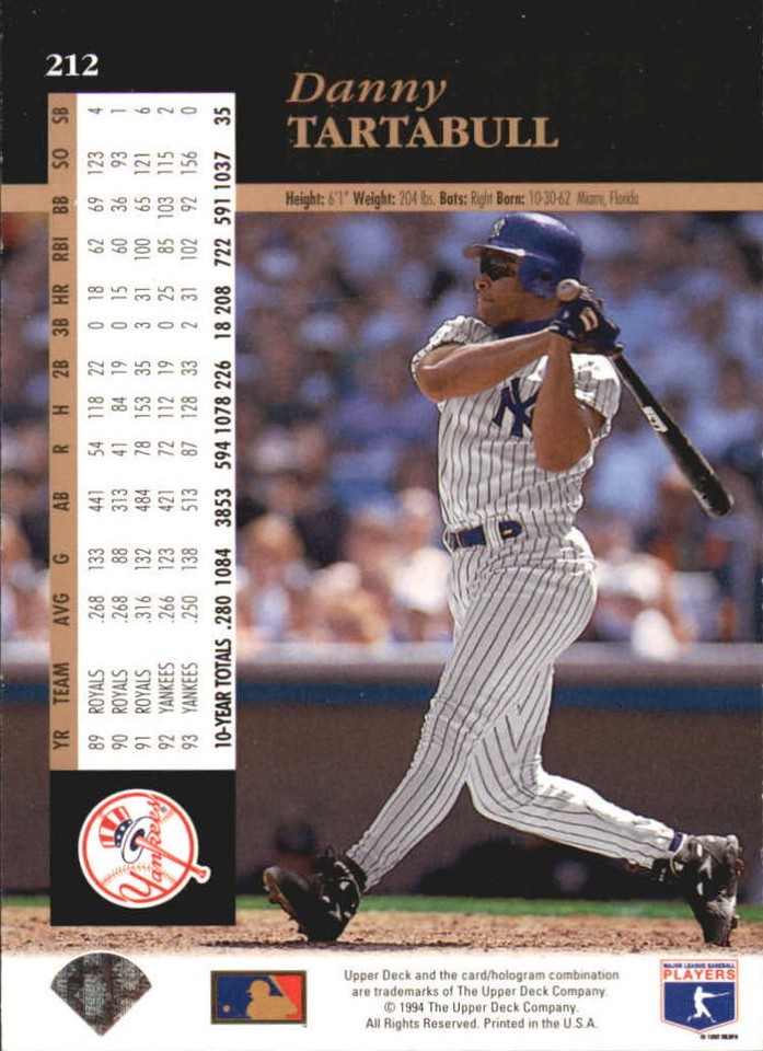 1994 (YANKEES) Upper Deck Electric Diamond #212 Danny Tartabull | eBay