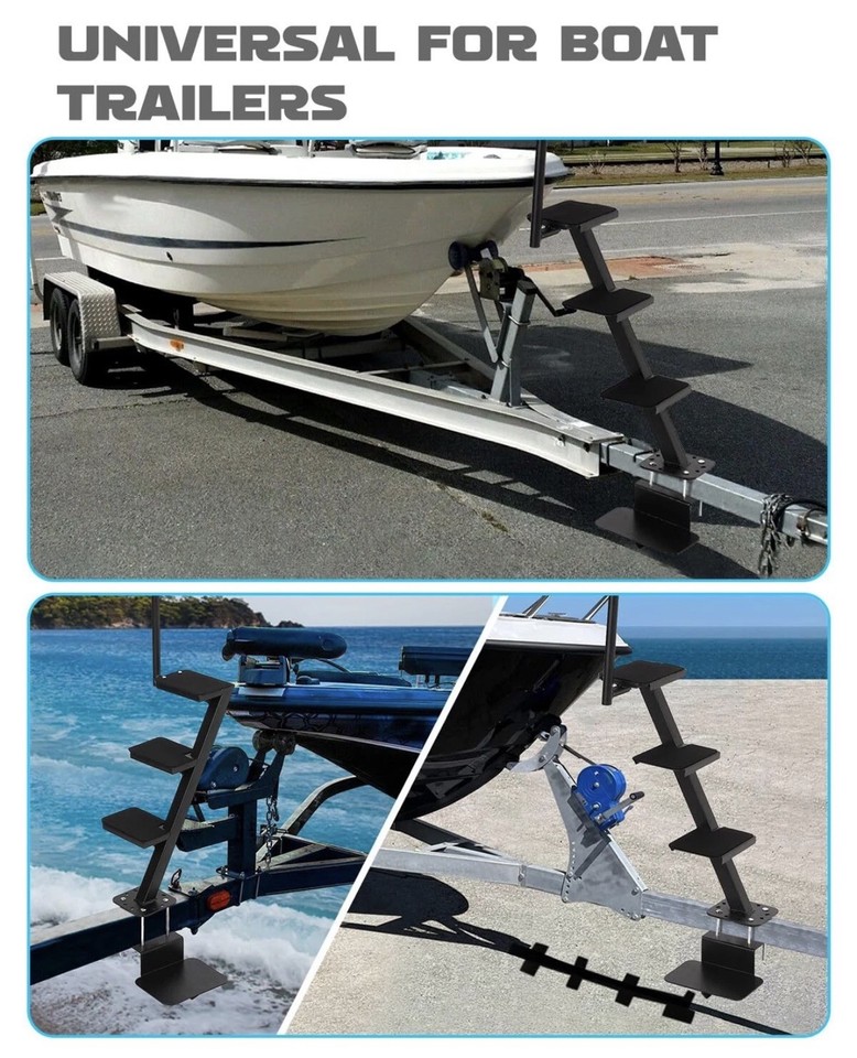 Heavy-Duty Boat Trailer Steps with Handle,Non-Slip Surface,Universal ...
