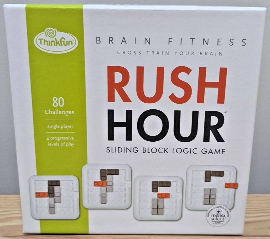 THINK FUN RUSH HOUR SLIDING BLOCK LOGIC PUZZLE GAME COMPLETE 2013 BRAIN ...