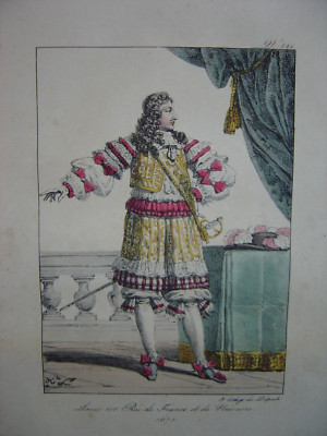 Grande lithographie de LOUIS XIV Portrait du Roi de France et de ...