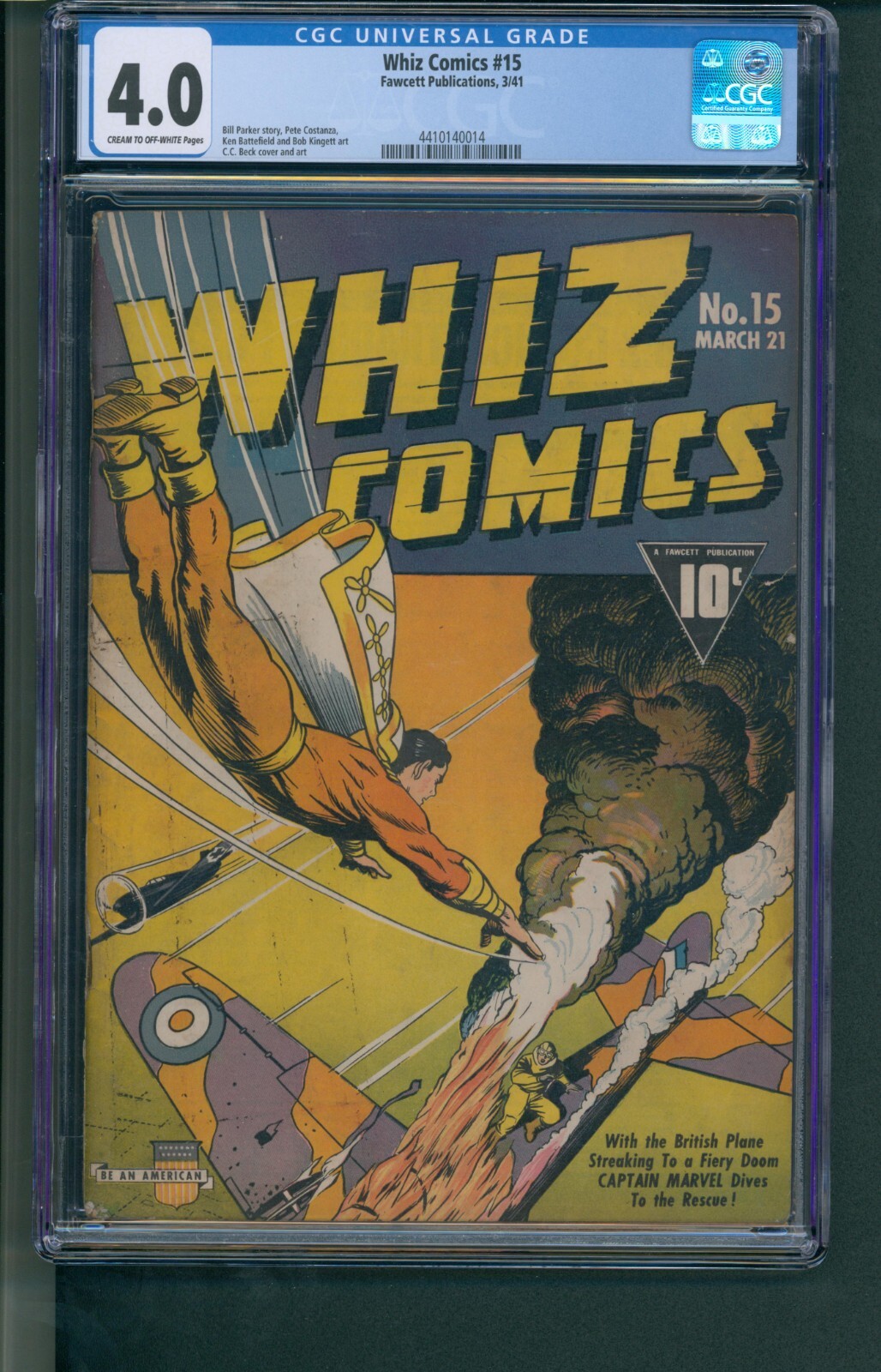 Whiz Comics 15 CGC 4.0 CrOW Pages CC Beck Cover WW 2 Aerial Combat ...