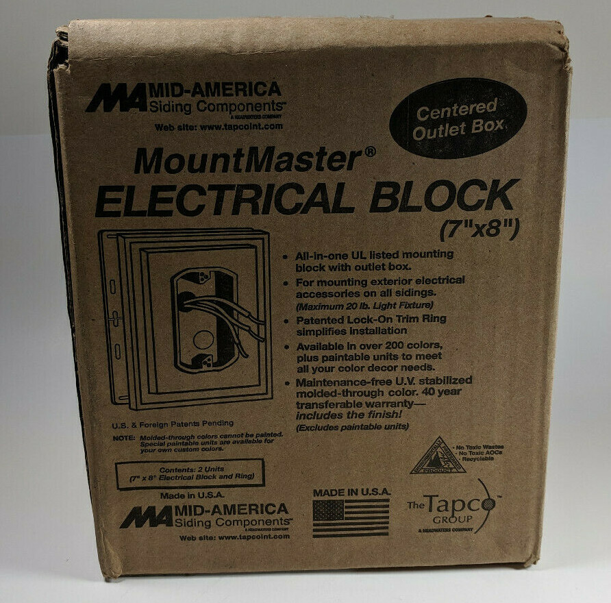 Mid-America MountMaster 7" x 8" Electrical Block 2PK Cape Cod Gray (059 ...