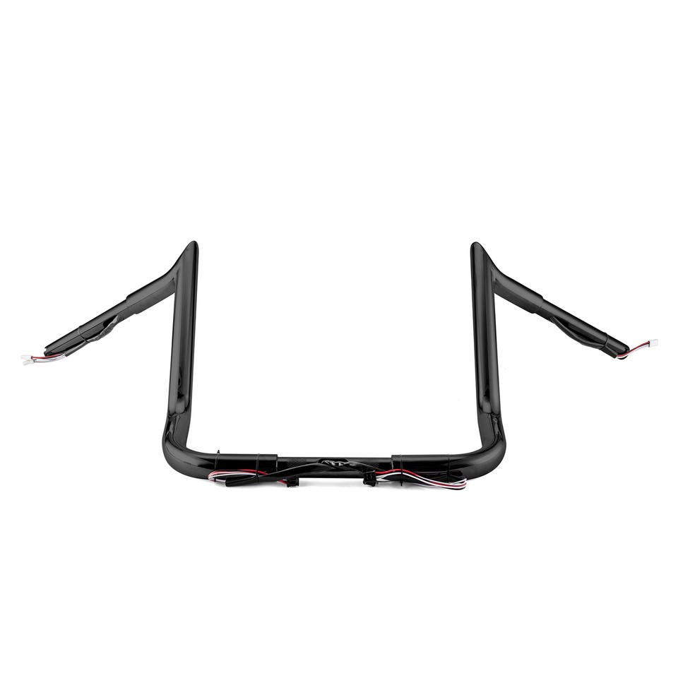 Black 1.25" Ape Hanger PRE-WIRED 12" Meathook Handlebar For Harley ...