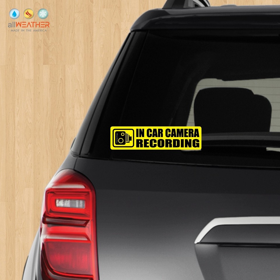 (4 pcs) In Car Camera Recording Stickers Dash Cam Video on Board Bumper ...