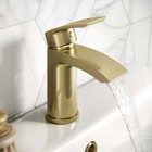 Modern Cloakroom Brushed Brass Basin Mono Mixer Tap + Waste Slotted ...