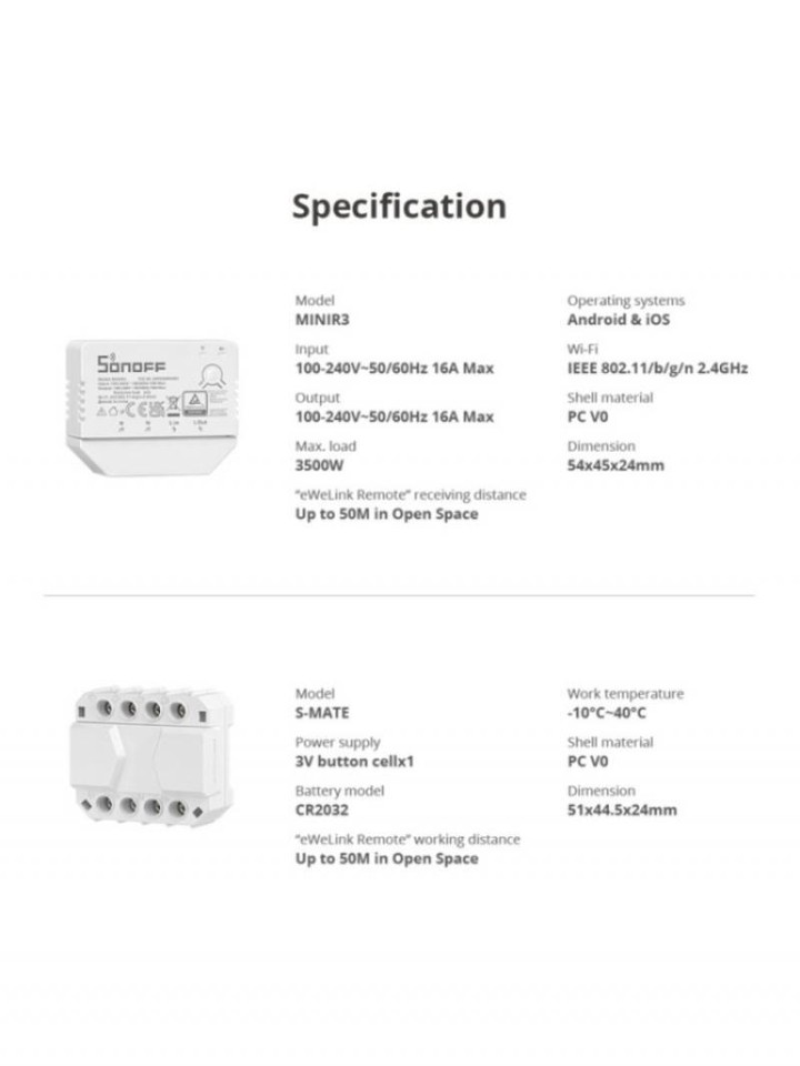 SONOFF Mini R3 Smart Switch Module 16A Wifi Bluetooth Smart Module No ...