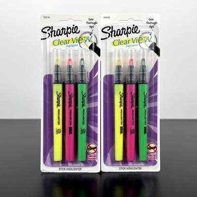 Sharpie Highlighters Clear View See Through Tip 3 Colors Non Smear (2 ...