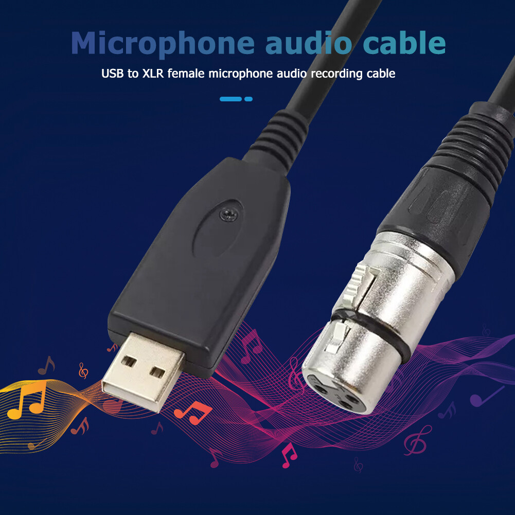 USB Microphone Cable USB Male to 3-Pin XLR Female Audio Cable Adapter ...