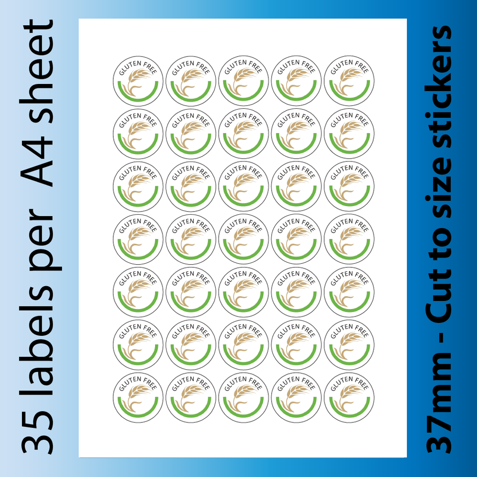 1000 X Gluten Free Food Storage Stickers Catering Labels Day Dots Sign ...