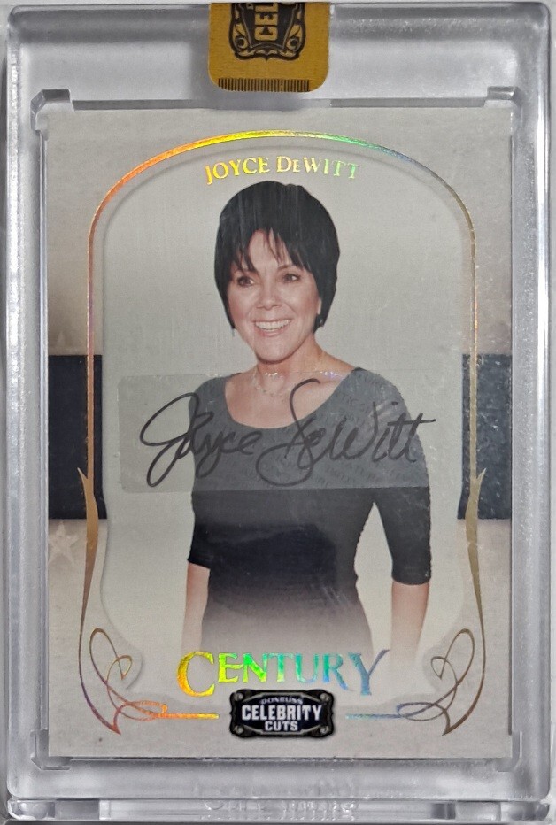 2008 CELEBRITY CUTS CENTURY #28 JOYCE DEWITT AUTOGRAPH CARD 019/100 3's ...