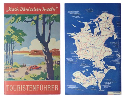 Denmark Danish Islands 50s Vintage Brochure Tourist Map Travel Brochure ...
