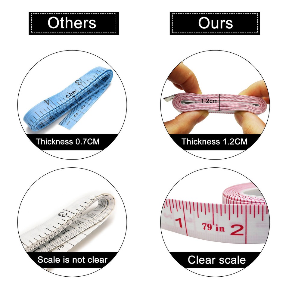 2pcs Body Measuring Ruler Sewing Cloth Tailor Tape Measure Soft Flat 79 ...