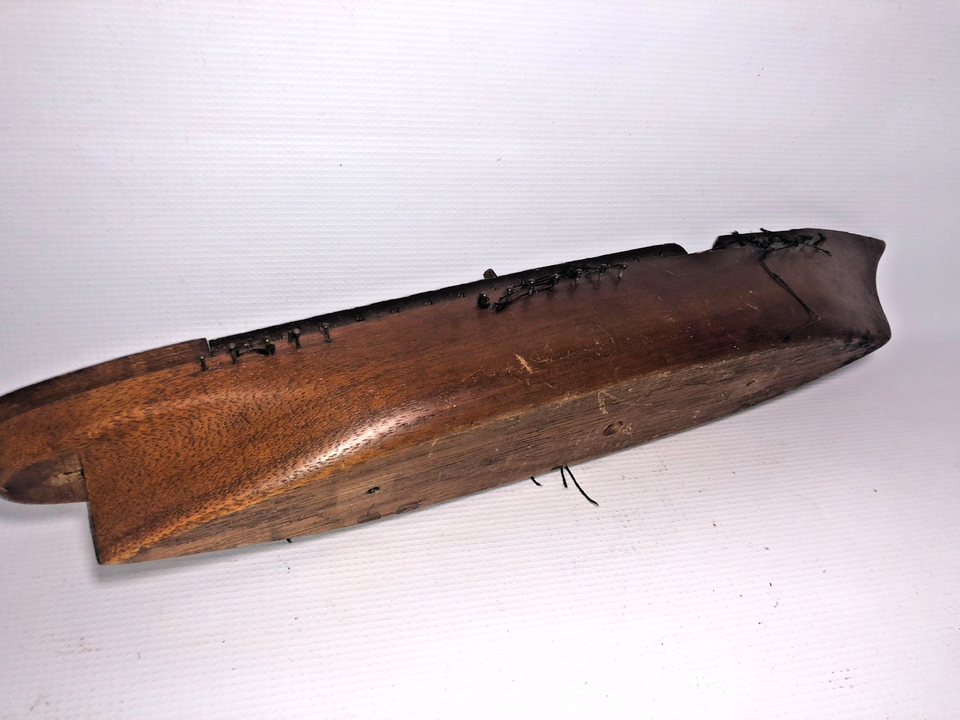 Antique 17" Wooden Boat Schooner Sloop Sailing Ship Hull Primitive | eBay
