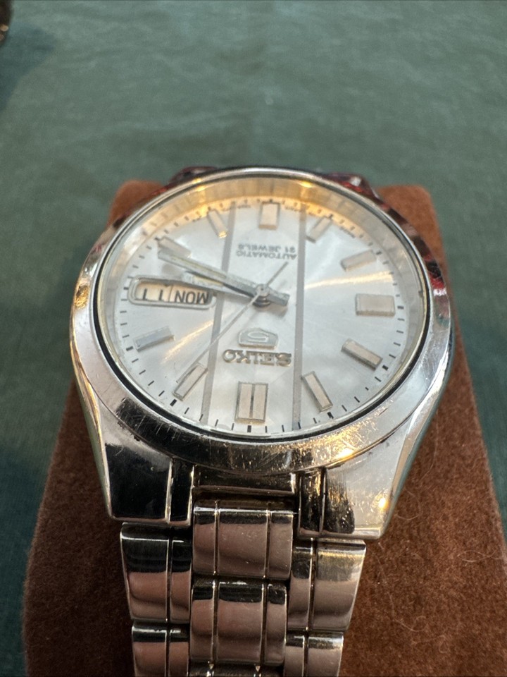 Vintage Seiko 5 Automatic Rare Silver Dial (21 Jewels) Open Back Men's ...