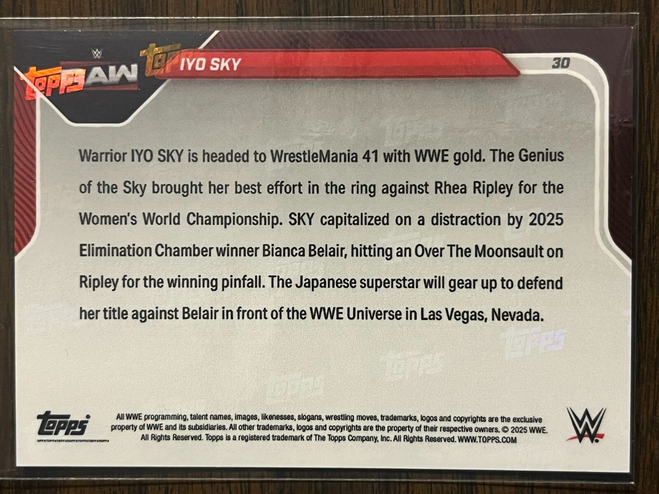 2025 Topps Now WWE #30 Iyo Sky RAW GOLD 45/50 | eBay