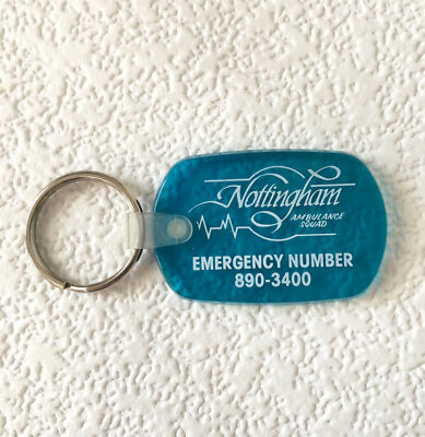 Vintage Keychain NOTTINGHAM AMBULANCE SQUAD Key Fob Ring Emergency ...