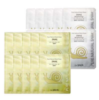 Korea [the SAEM] Pure Natural Mask Sheet Snail *10sheets + Brightening ...