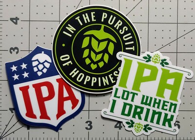 Craft Beer Gift Stickers Pack. Lot of 3 Cool IPA India Pale Ale Decals ...